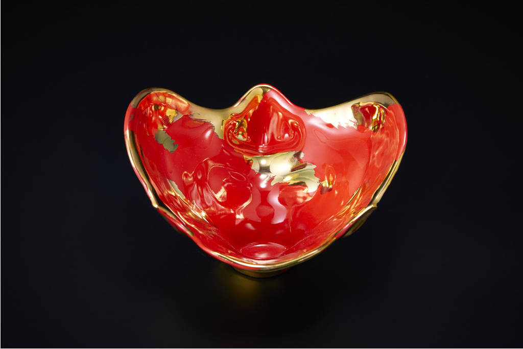 Unique Sakazuki (Japanese Sake ware) in the form of Samurai war mask ...